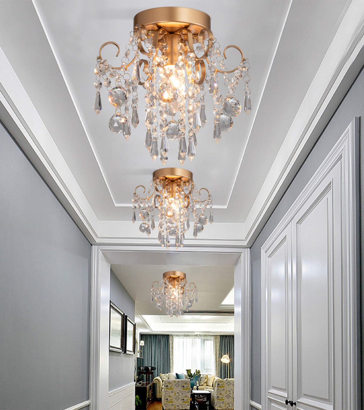 Q&S 1-Light Mini Crystal Ceiling Light Fixture