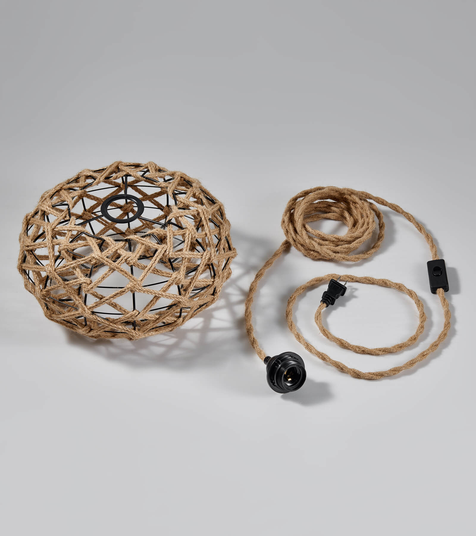 AMZASA Boho Coastal Rattan Rope Plug-in Chandelier Pendant Light